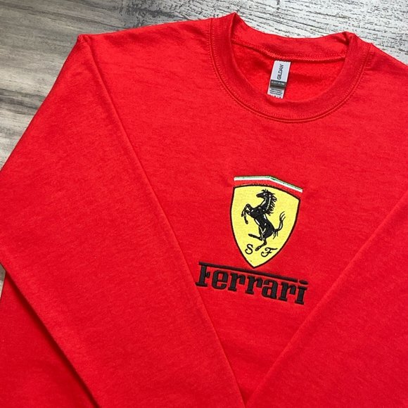 Shirts | Mens Embroidered Ferrari Sweatshirt Large | Poshmark